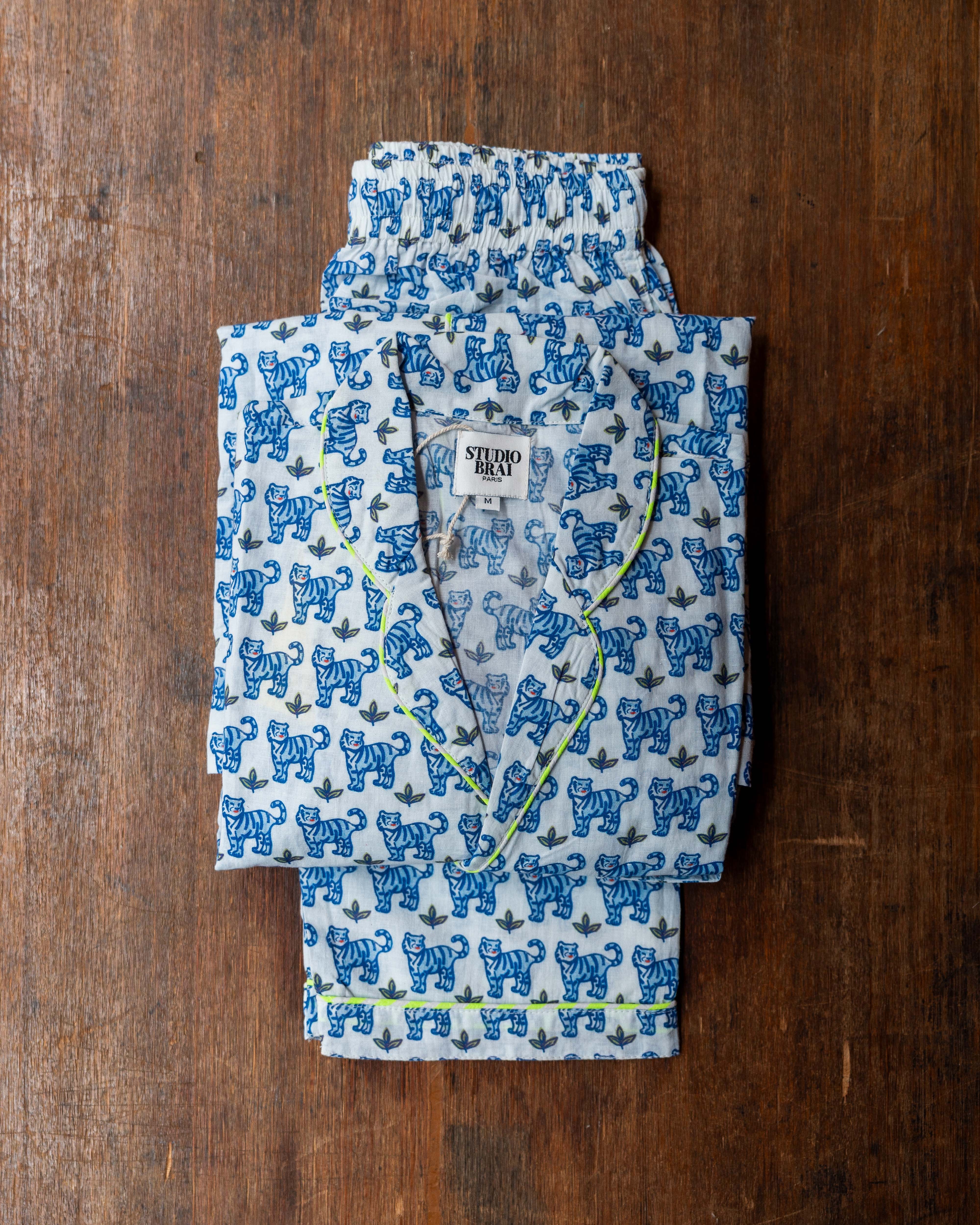 Studio Brai Mens Jon Pyjamas Blue Tiger – The Hub General Store